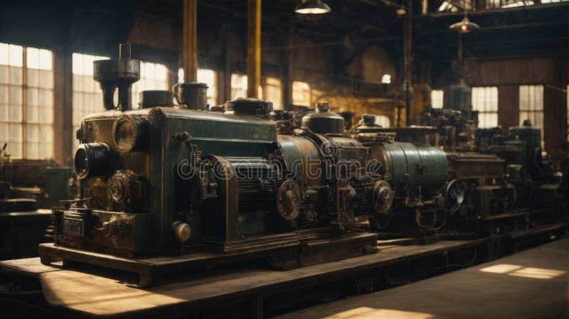 Old Machine Industry with Sunshine Stock Illustration - Illustration of ...