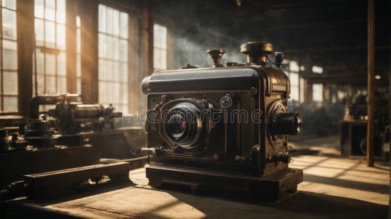 Old Machine Industry with Sunshine Stock Illustration - Illustration of ...