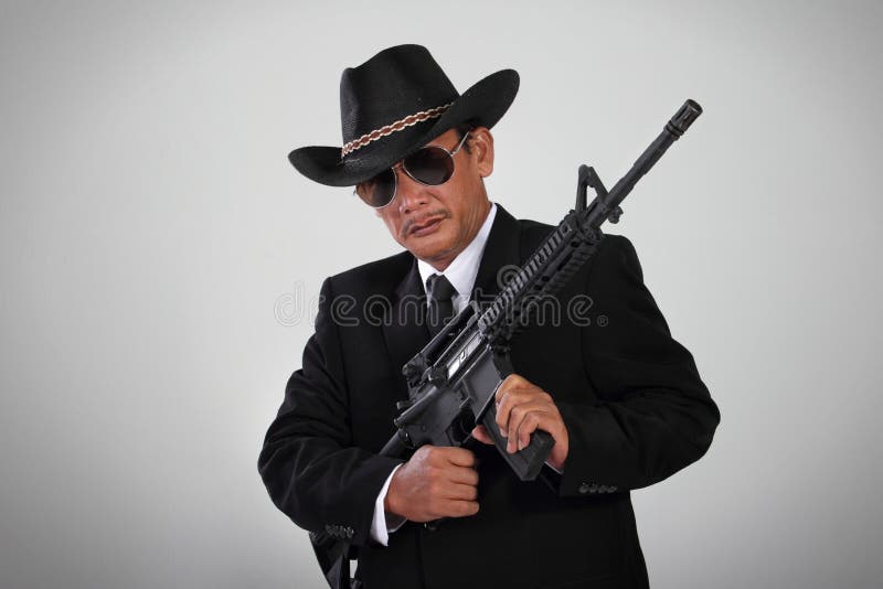 Old Mafia and His Assault Weapon Stock Image - Image of gangster ...