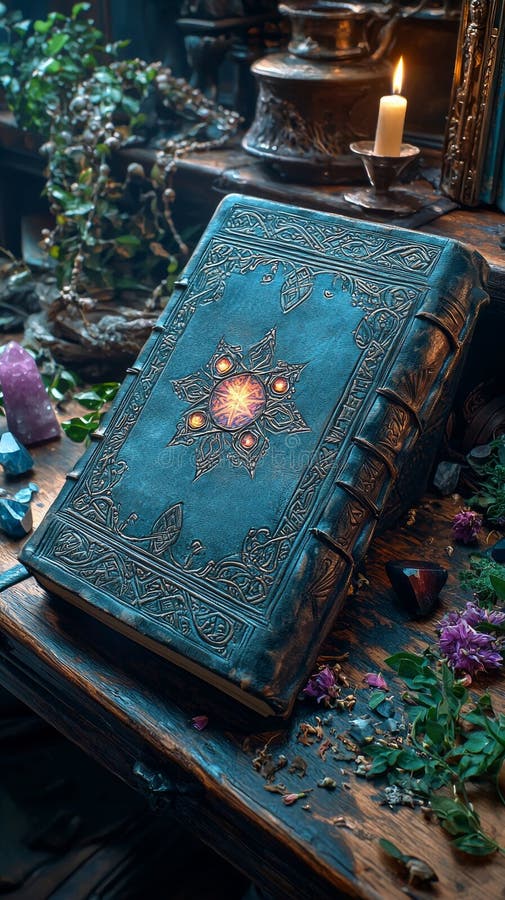 Old Magic Book on Wooden Table Stock Image - Image of education, dream ...