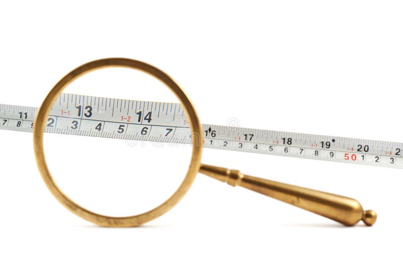 Old Magnifying Glass Over the Ruler Stock Image - Image of eyesight ...