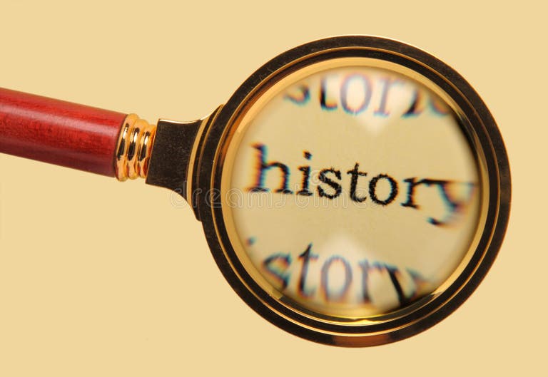 Old Magnifying Glass on Word History Stock Image - Image of historical ...