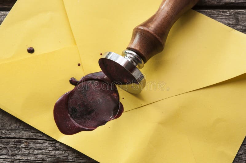 Old Mail Envelope with Red Wax Seal Stamps Stock Image - Image of brown ...