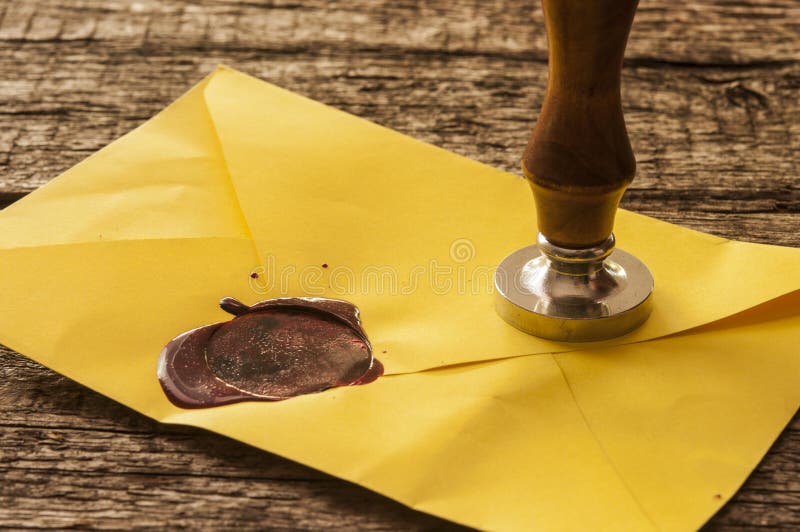 Old Mail Envelope with Red Wax Seal Stamps Stock Image - Image of brown ...