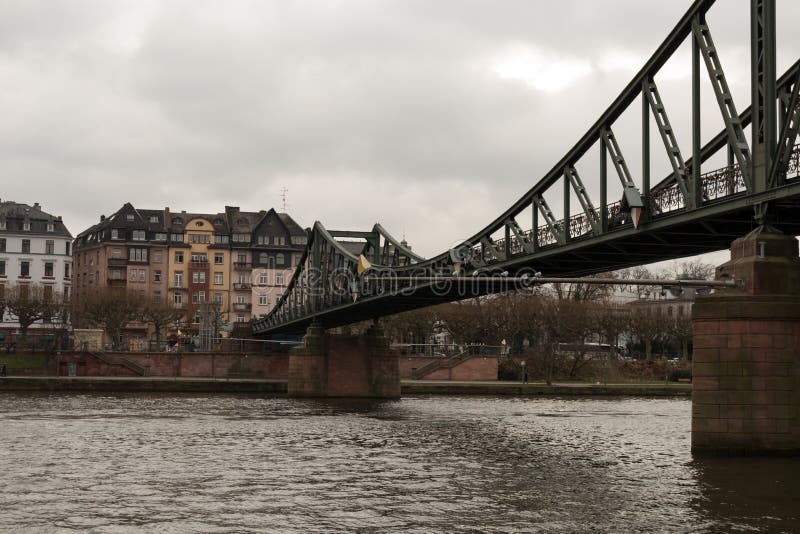 Old Main Bridge in Frankfurt Editorial Stock Image - Image of blue ...