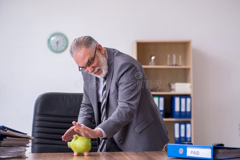 Old Male Aggressive Bookkeeper in Budget Planning Concept Stock Image ...