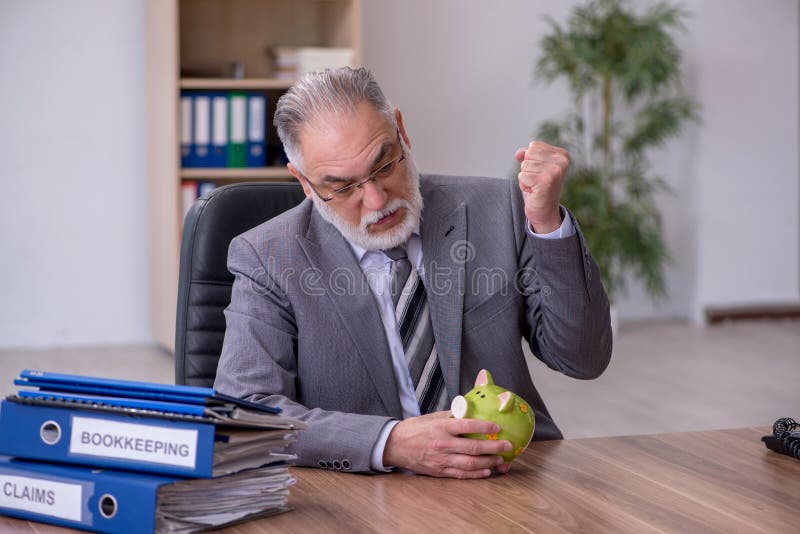 Old Male Aggressive Bookkeeper in Budget Planning Concept Stock Photo ...
