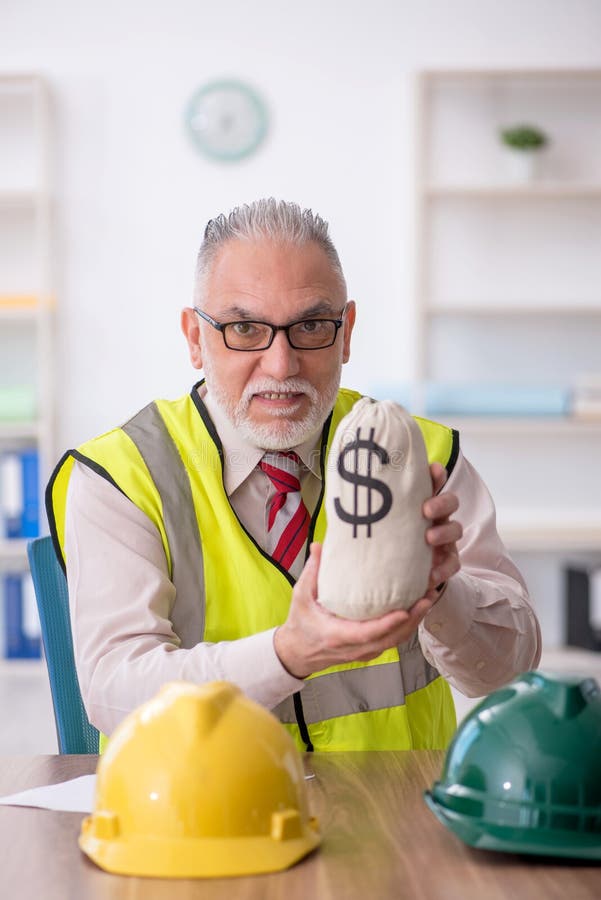 Old Male Architect in Planning Retirement Concept Stock Photo - Image ...