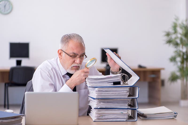 Old Male Auditor Working in the Office Stock Image - Image of deadline ...