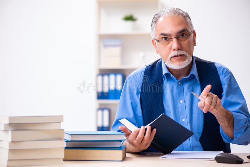 Old Male Author Writing Books Stock Image - Image of freelance ...