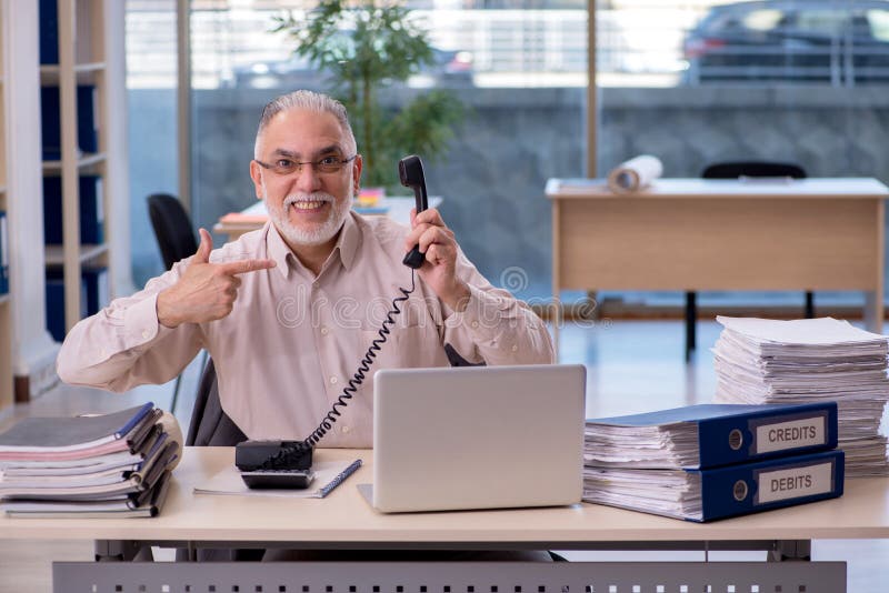 Old Male Bookkeeper in Budget Planning Concept Stock Image - Image of ...