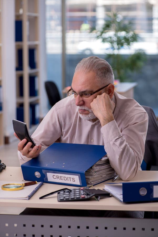 Old Male Bookkeeper in Budget Planning Concept Stock Photo - Image of ...