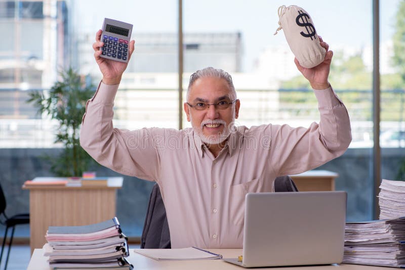 Old Male Bookkeeper in Budget Planning Concept Stock Photo - Image of ...