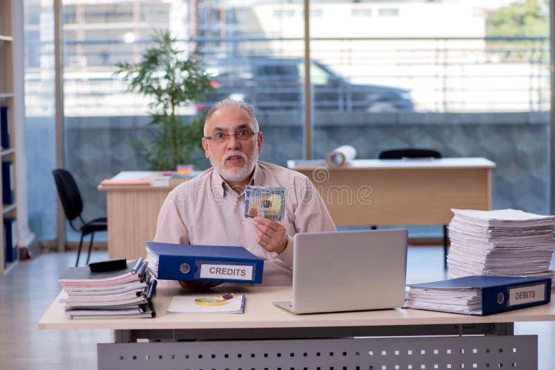 Old Male Bookkeeper in Budget Planning Concept Stock Photo - Image of ...