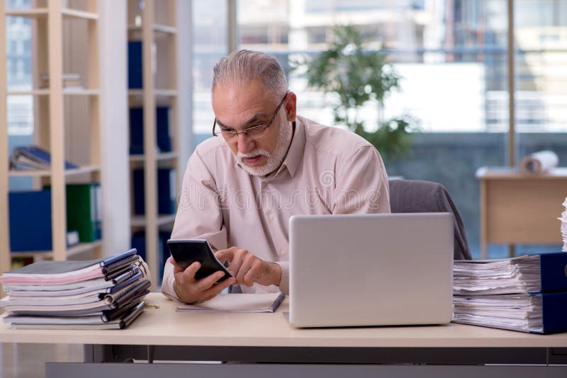 Old Male Bookkeeper in Budget Planning Concept Stock Image - Image of ...