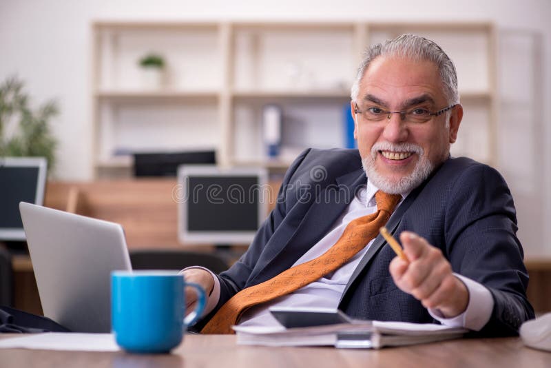 Old Male Bookkeeper Working in the Office Stock Image - Image of worker ...