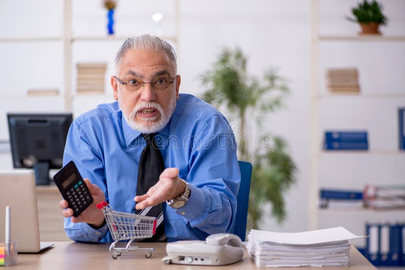 Old Male Bookkeeper Working in the Office Stock Photo - Image of ...