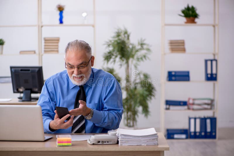 Old Male Bookkeeper Working in the Office Stock Image - Image of work ...