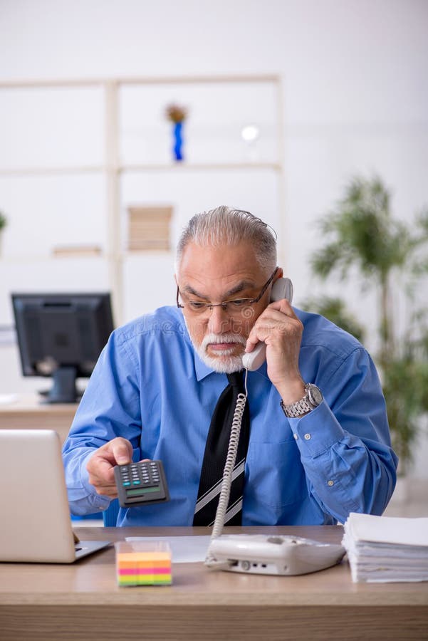 Old Male Bookkeeper Working in the Office Stock Image - Image of ...