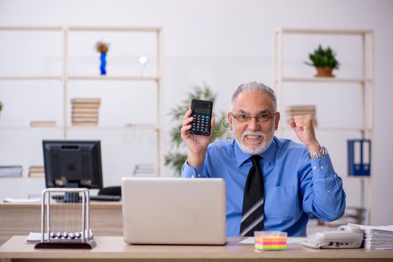 Old Male Bookkeeper Working in the Office Stock Photo - Image of happy ...