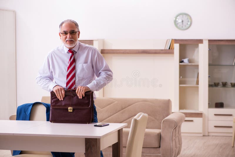 Old Male Boss Employee Coming Home from Work Stock Photo - Image of ...