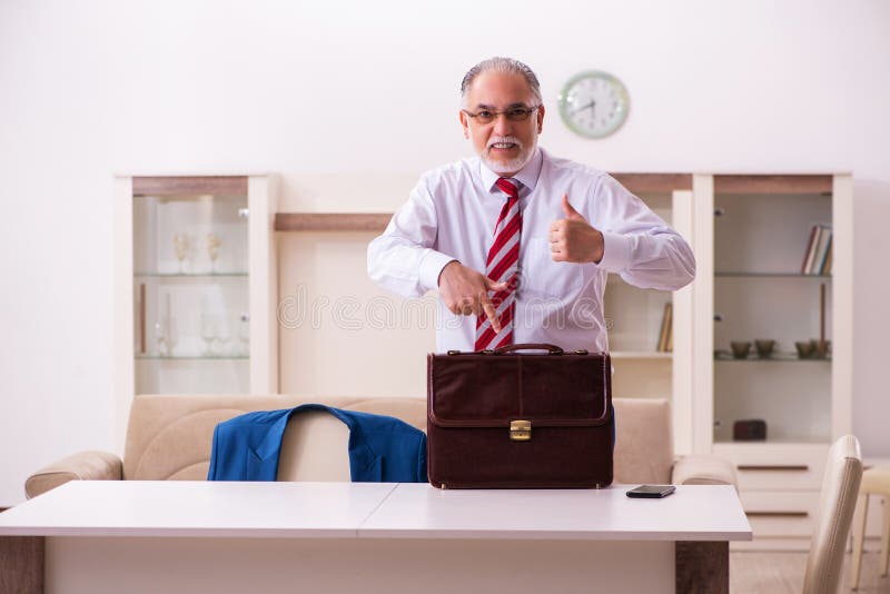 Old Male Boss Employee Coming Home from Work Stock Image - Image of ...