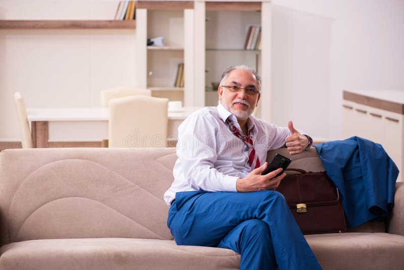 Old Male Boss Employee Coming Home from Work Stock Photo - Image of ...