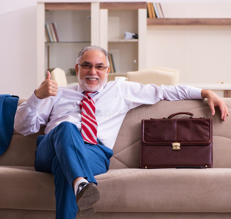 Old Male Boss Employee Coming Home from Work Stock Photo - Image of ...