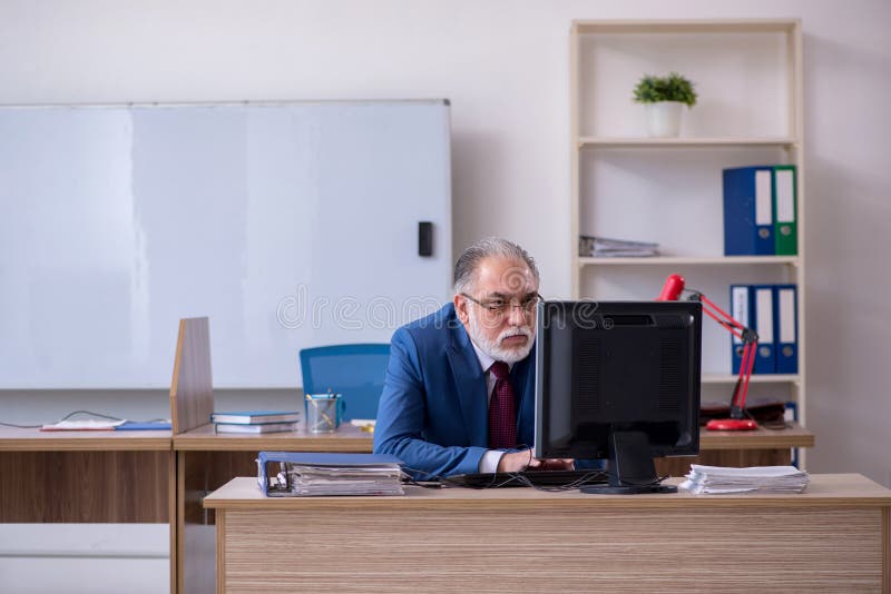 Old Male Boss Employee Working in the Office Stock Photo - Image of ...