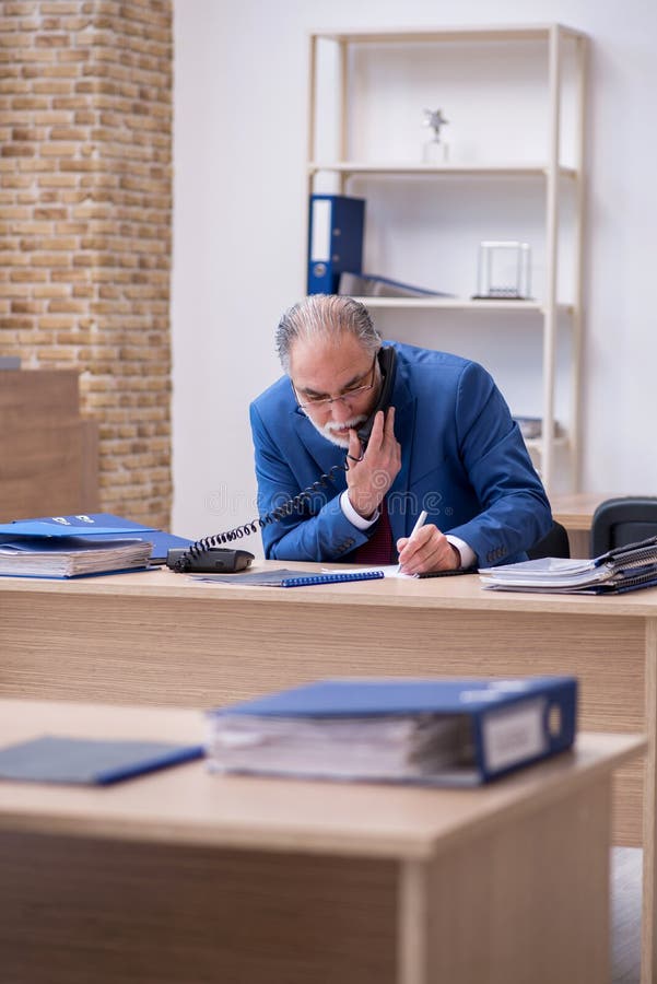 Old Male Boss Employee Working in the Office Stock Photo - Image of ...