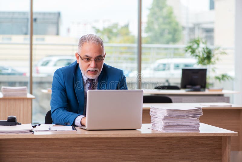 Old Male Boss Employee Working in the Office Stock Photo - Image of ...
