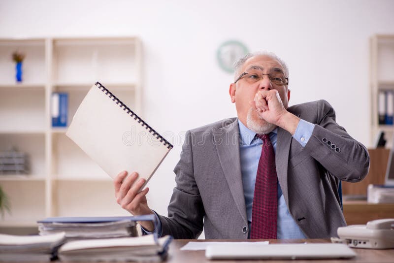 Old Male Boss Employee Working in the Office Stock Image - Image of ...