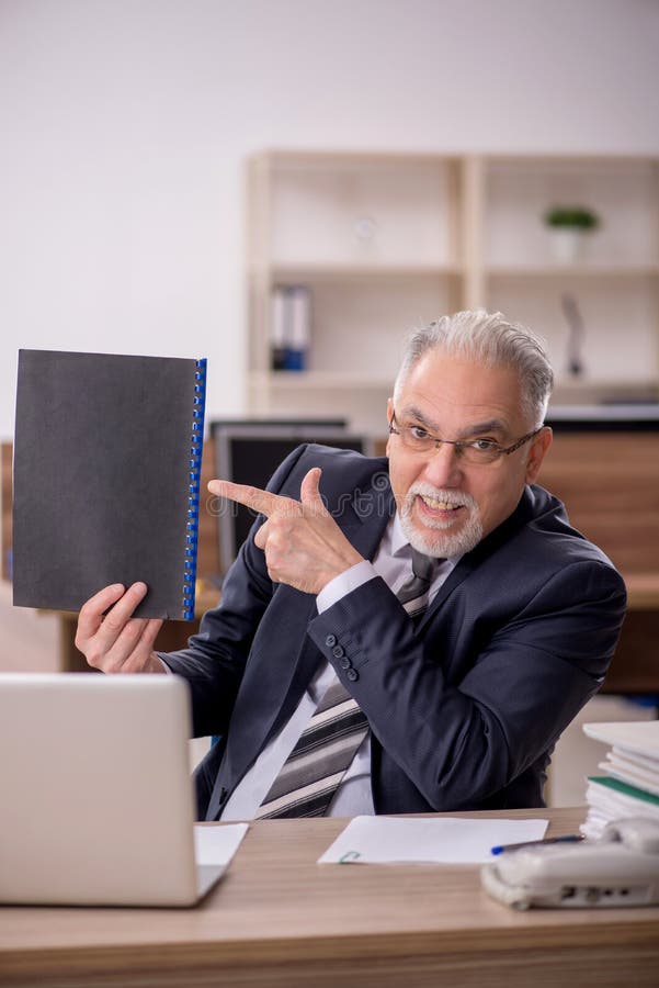Old Male Boss Employee Working in the Office Stock Image - Image of ...