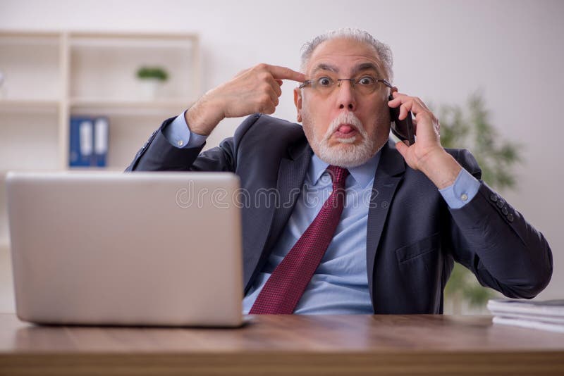 Old Male Boss Employee Working in the Office Stock Image - Image of ...