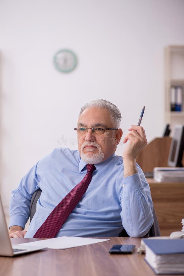 Old Male Boss Employee Working in the Office Stock Photo - Image of ...