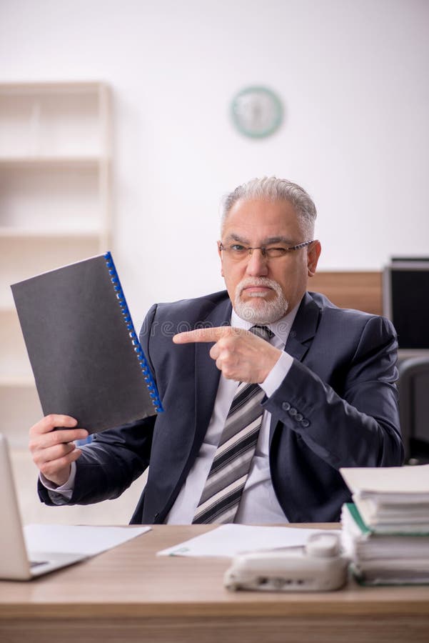 Old Male Boss Employee Working in the Office Stock Photo - Image of ...