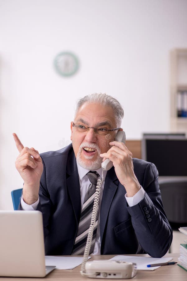 Old Male Boss Employee Working in the Office Stock Photo - Image of ...