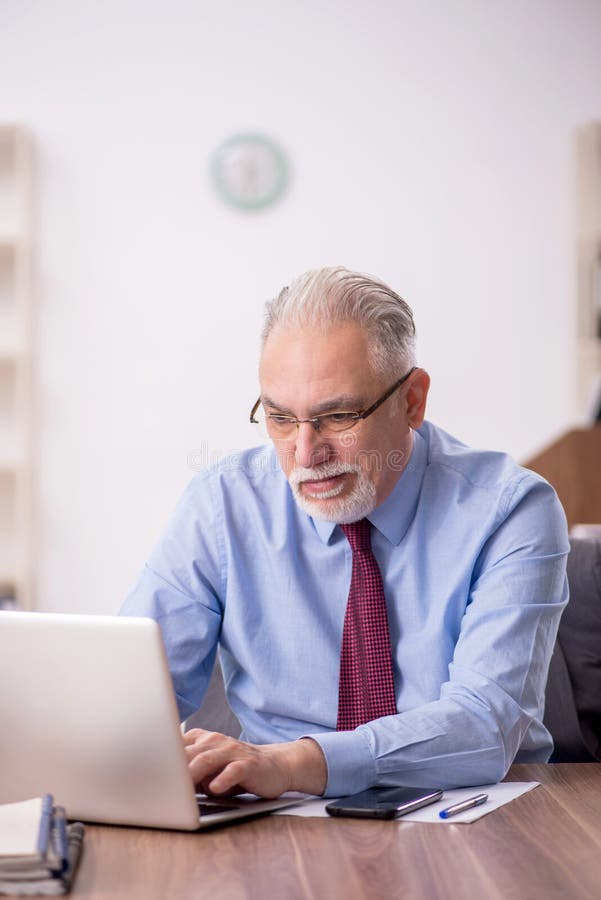 Old Male Boss Employee Working in the Office Stock Photo - Image of ...