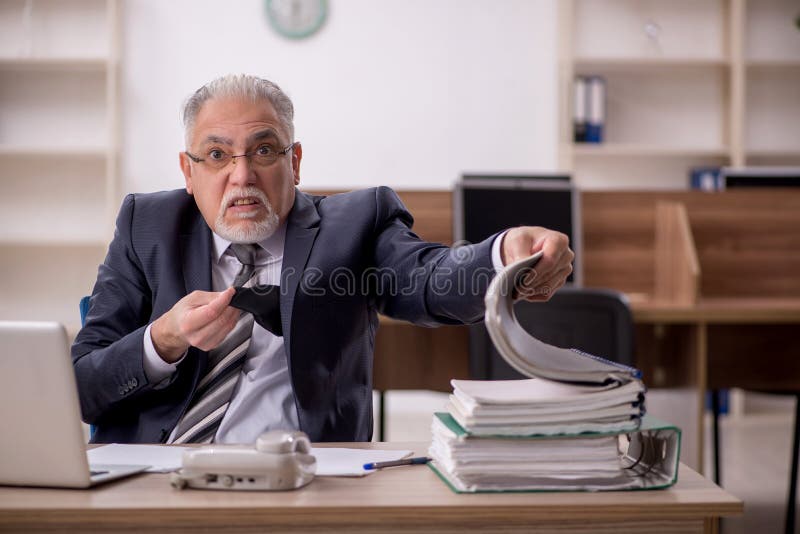 Old Male Boss Employee Working in the Office Stock Photo - Image of ...