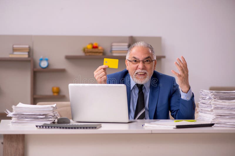 Old Male Boss Working from Home during Pandemic Stock Photo - Image of ...