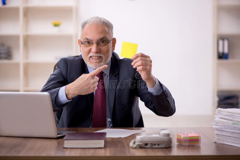 Old Male Boss Working at Workplace Stock Photo - Image of deadline ...
