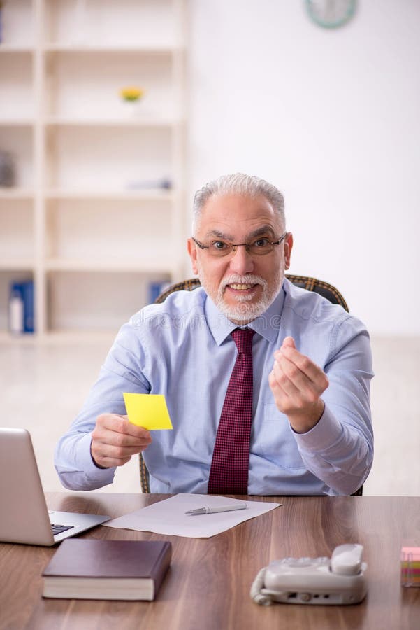 Old Male Boss Working at Workplace Stock Image - Image of lean, manager ...