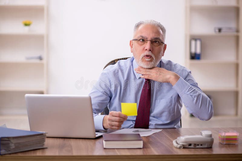 Old Male Boss Working at Workplace Stock Photo - Image of planner ...