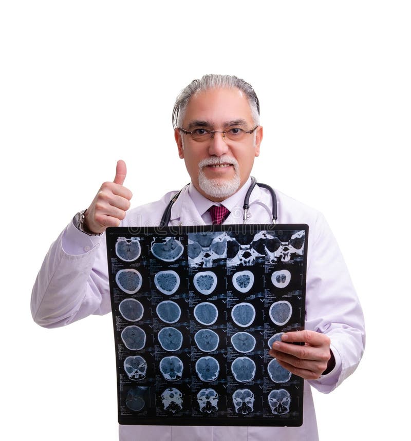 Old Male Doctor Isolated on White Stock Photo - Image of mature, cancer ...