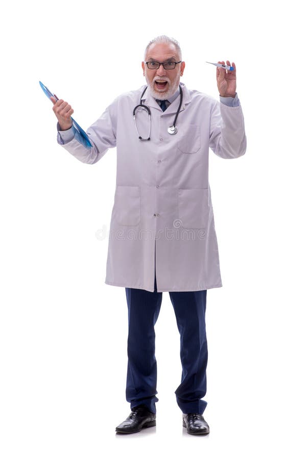Old Male Doctor Isolated on White Stock Photo - Image of practitioner ...