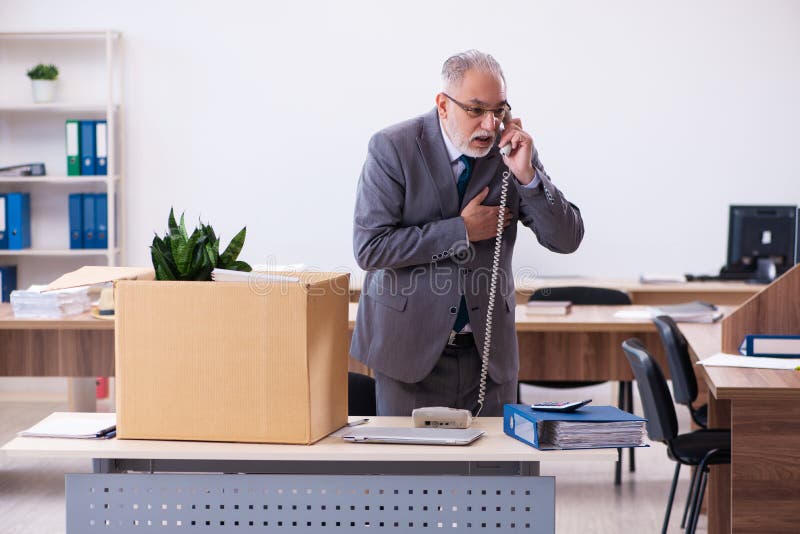 Old Male Employee Being Fired from His Work Stock Image - Image of ...