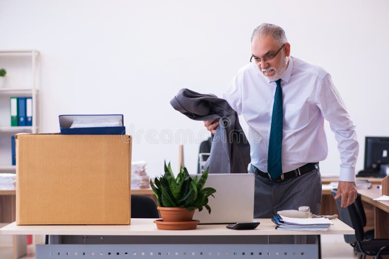 Old Male Employee Being Fired from His Work Stock Image - Image of ...