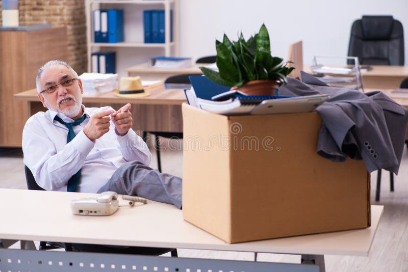 Old Male Employee Being Fired from His Work Stock Image - Image of ...