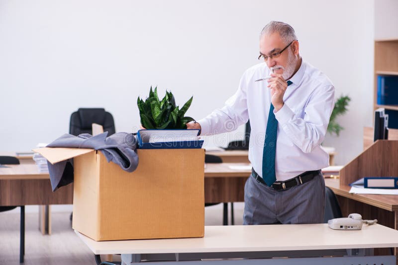Old Male Employee Being Fired from His Work Stock Image - Image of ...