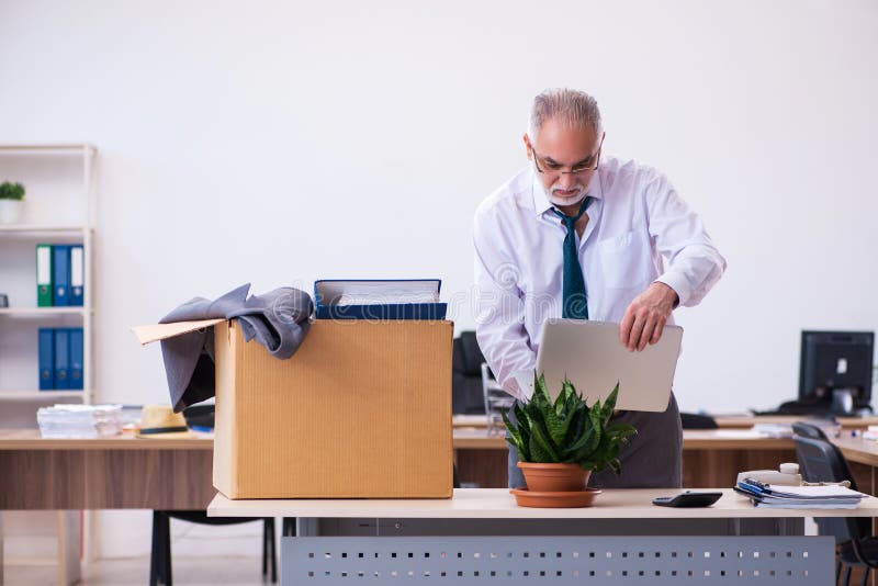 Old Male Employee Being Fired from His Work Stock Image - Image of ...